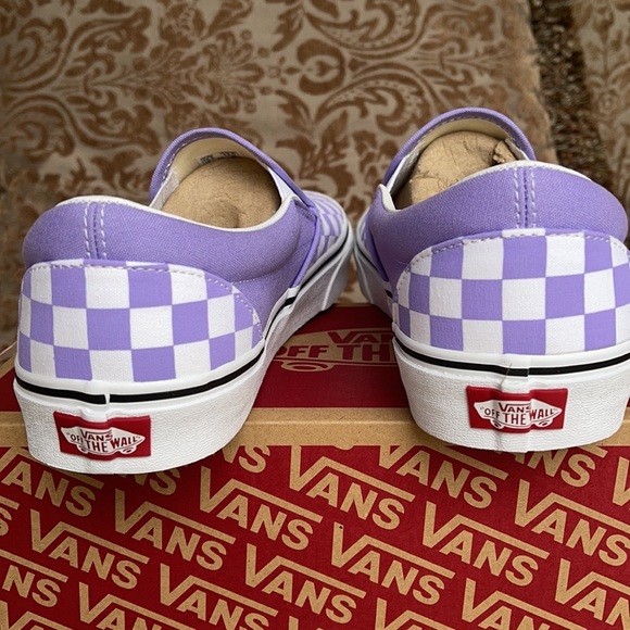 Vans | Shoes | Vans Classic Slip On Checkerboard Violet Tulip Men ...